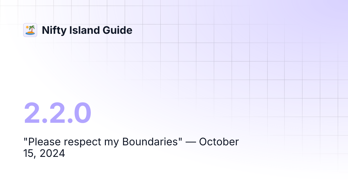 2.2.0 | Nifty Island Guide